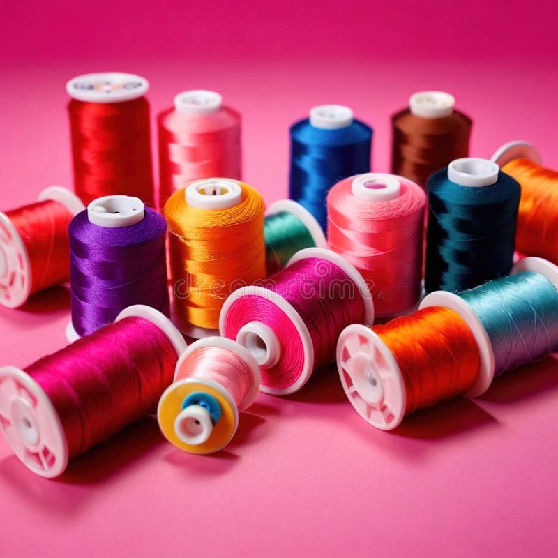 Sewing and Tailoring Supplies, with Colorful Thread Spools and Buttons ...