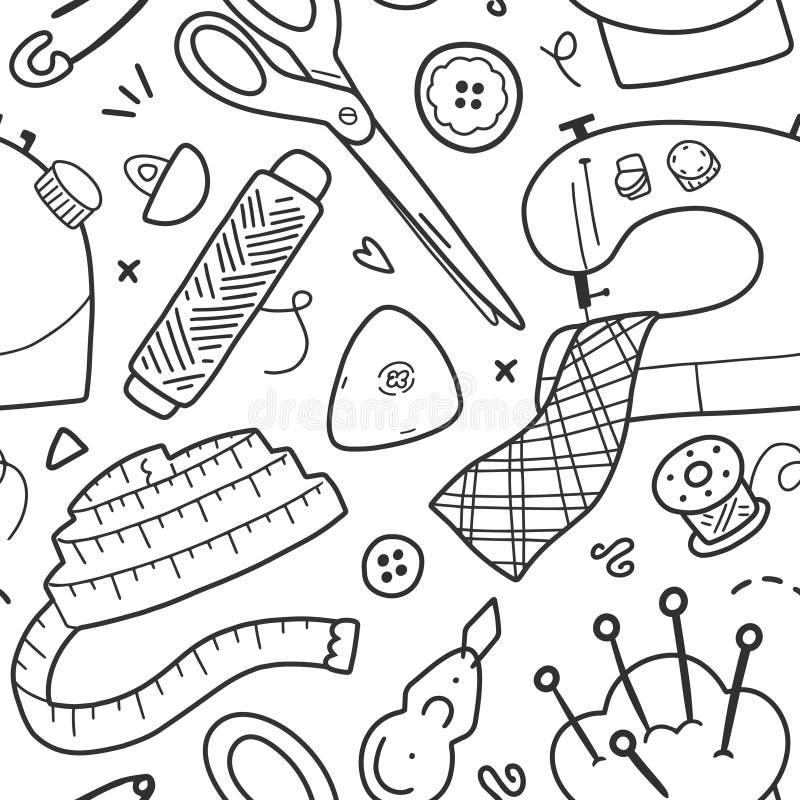 Tailoring Set Seamless Pattern Stock Vector - Illustration of fabric ...