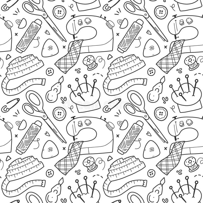 Tailoring Seamless Pattern Stock Vector Illustration Of Creative