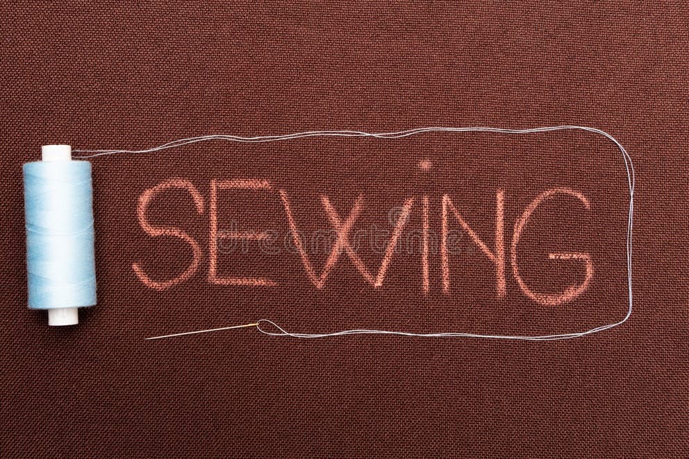 Sewing Text Bordered with Thread and Needle Stock Image - Image of ...