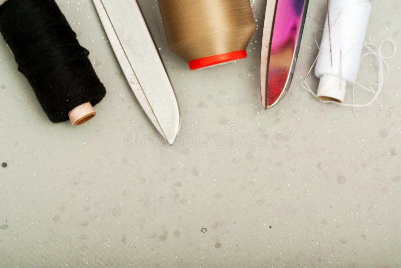 Sewing Textile or Cloth. Work Table of a Tailor Stock Photo - Image of ...