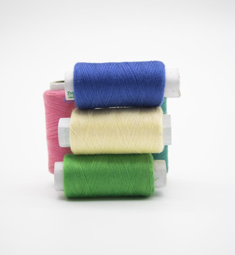 Sewing Thread and Bobbin Isolated on White Background, Spool, Yarn on ...
