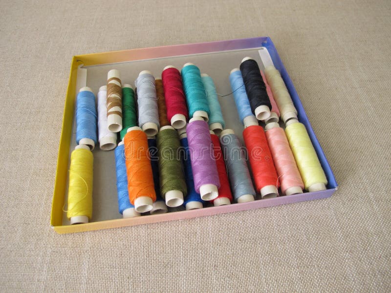 Sewing thread in a box stock photo. Image of carton - 249924470