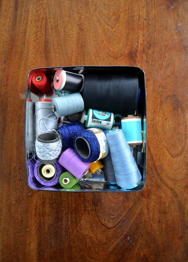 Sewing thread box stock photo. Image of blue, thread - 197375332