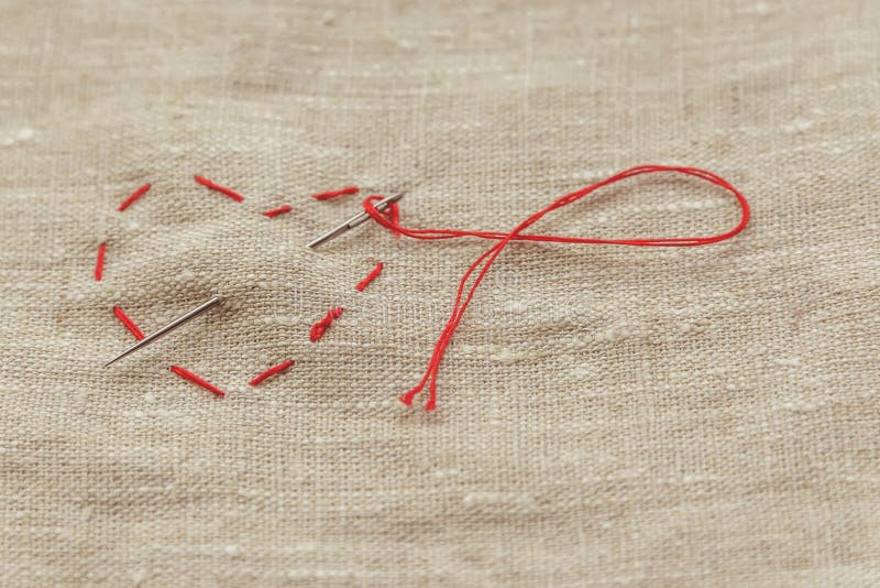 Sewing Thread and for Knitting the Red Thread is Looped Stock Image ...