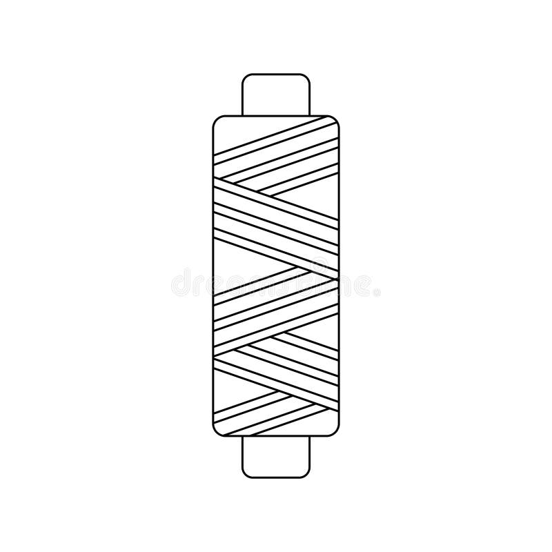 Sewing Thread Outline Icon Illustration on White Background Stock ...