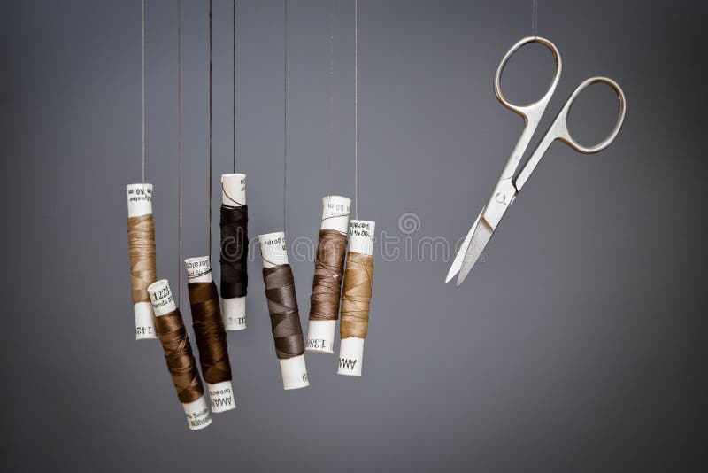 Sewing thread and scissors stock photo. Image of rolls - 53765710