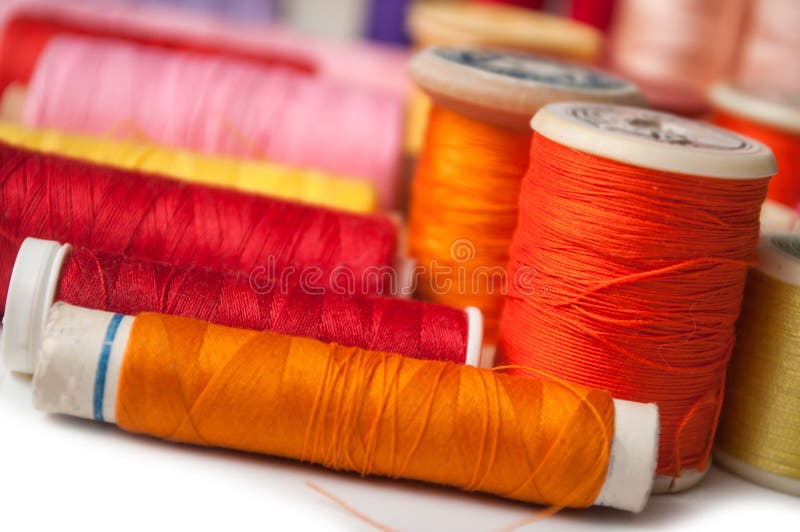 Sewing Thread Spool Bobbins on White Background Stock Photo - Image of ...