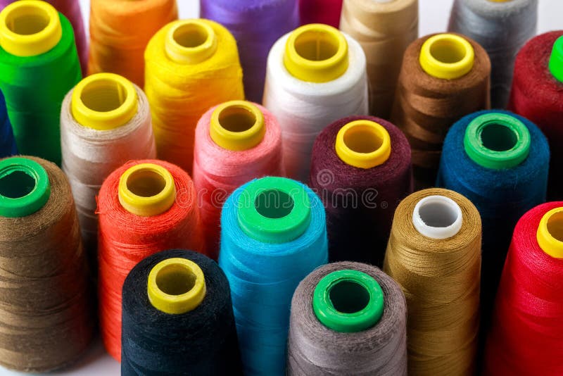 Sewing Thread Spool with Colored Threads. Stock Image - Image of ...