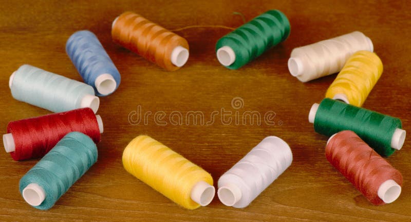 Sewing Thread Spools of Different Colors Stock Photo - Image of garment ...
