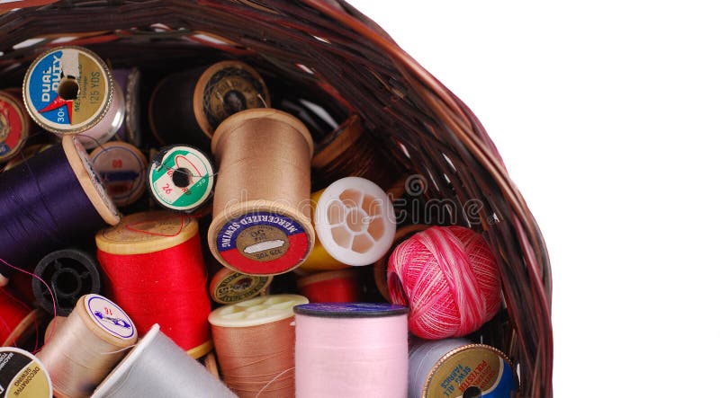 Sewing Thread Wicker Basket Stock Photo - Image of cotton, craft: 2329444