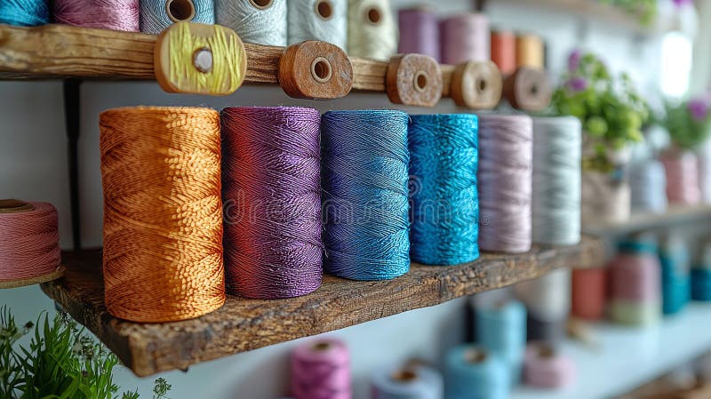Sewing Threads Arranged on a Spool Rack, Hanging from a Pegboard ...