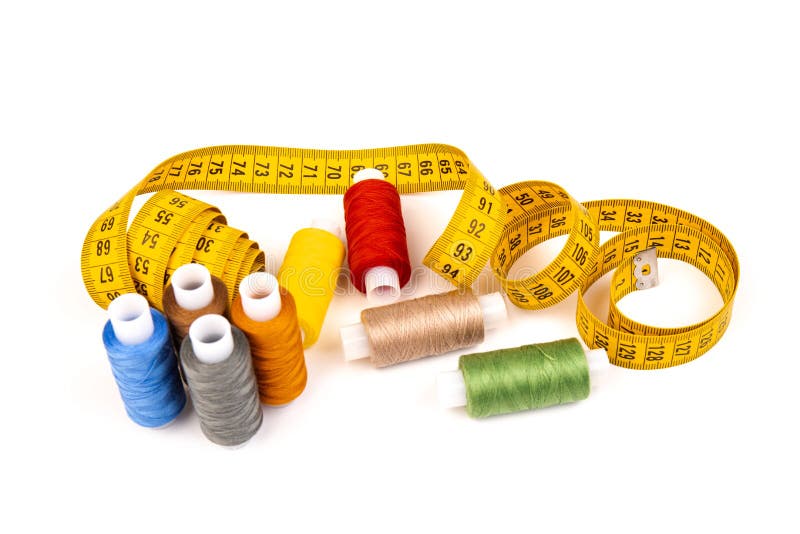 Sewing Threads, Sewing Centimeter or Measuring Tape, Isolated on White ...