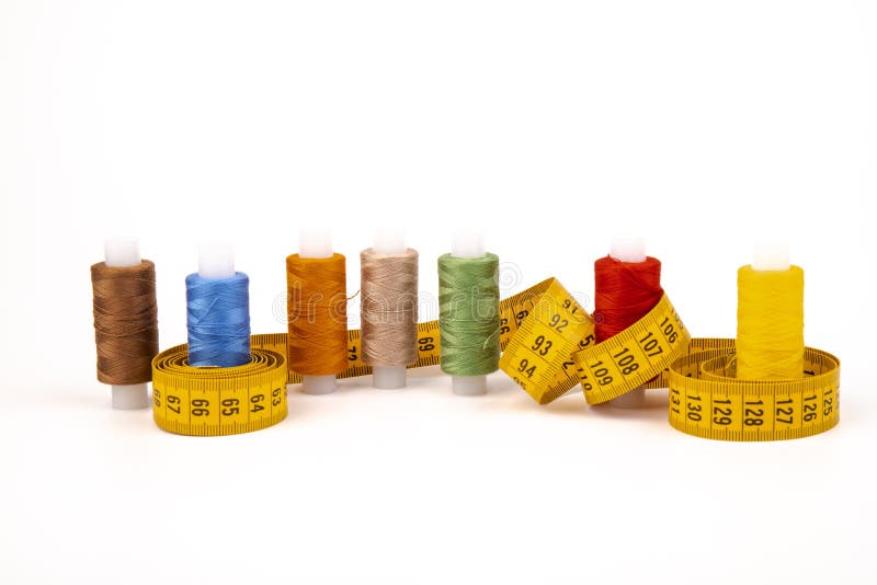 Sewing Threads, Sewing Centimeter or Measuring Tape, Isolated on White ...