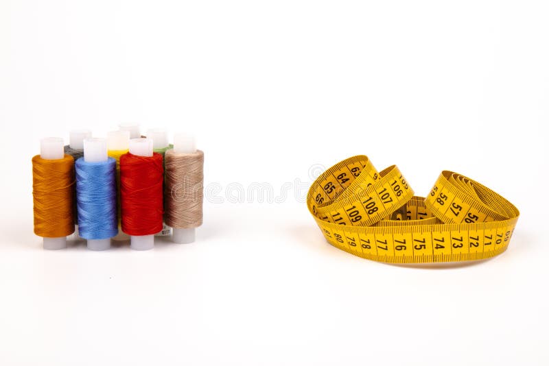 Sewing Threads, Sewing Centimeter or Measuring Tape, Isolated on White ...