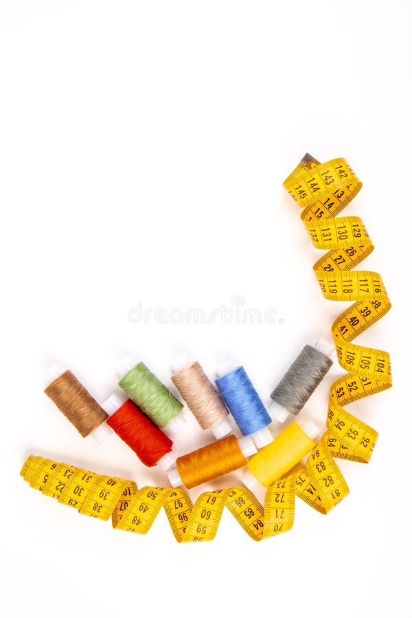 Sewing Threads, Sewing Centimeter or Measuring Tape, Isolated on White ...