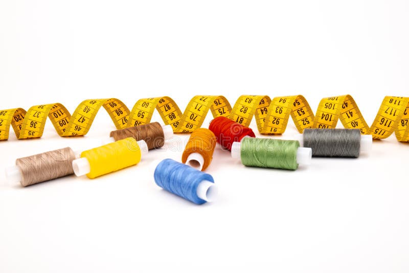 Sewing Threads, Sewing Centimeter or Measuring Tape, Isolated on White ...