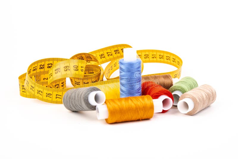 Sewing Threads, Sewing Centimeter or Measuring Tape, Isolated on White ...