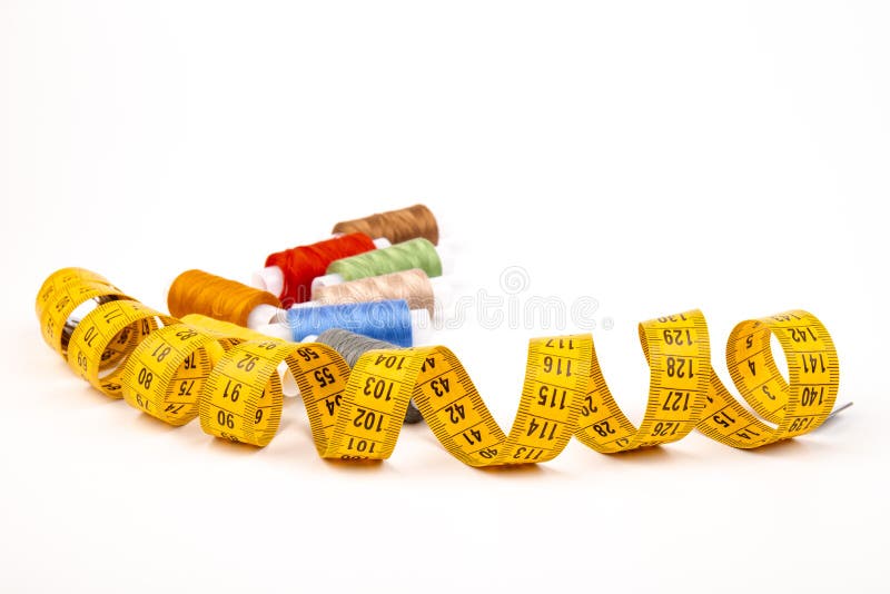 Sewing Threads, Sewing Centimeter or Measuring Tape, Isolated on White ...