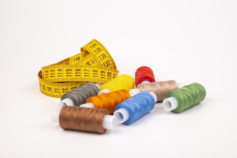 Sewing Threads, Sewing Centimeter or Measuring Tape, Isolated on White ...