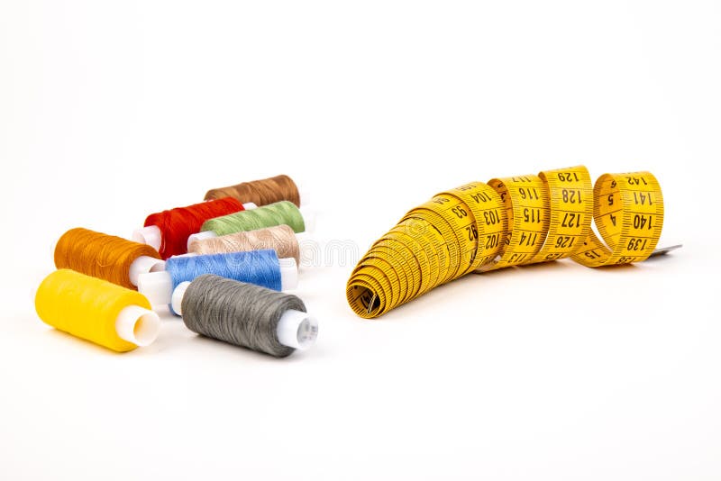 Sewing Threads, Sewing Centimeter or Measuring Tape, Isolated on White ...