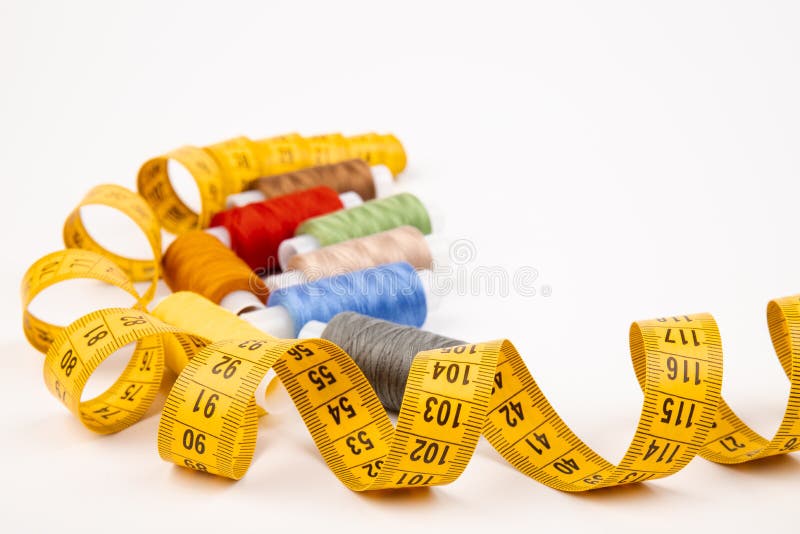 Sewing Threads, Sewing Centimeter or Measuring Tape, Isolated on White ...