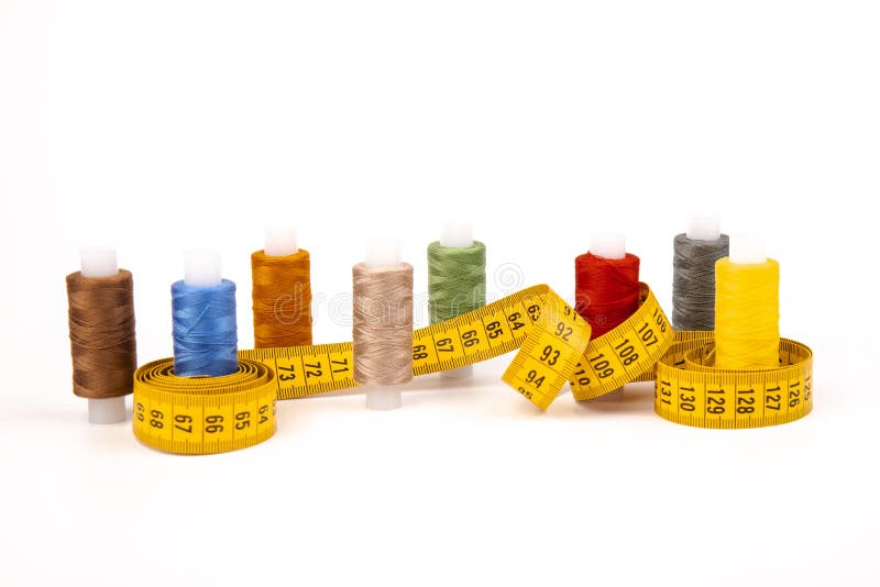 Sewing Threads, Sewing Centimeter or Measuring Tape, Isolated on White ...