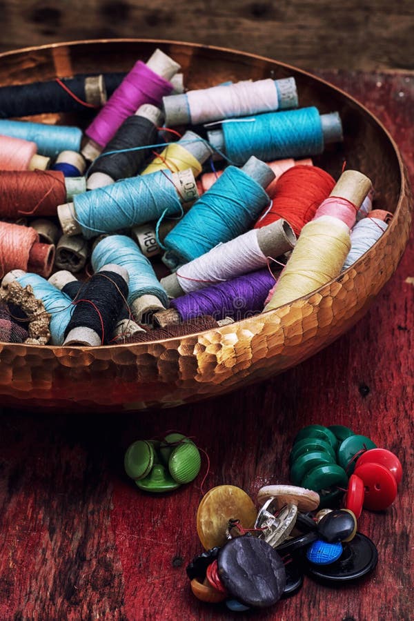 Sewing threads stock image. Image of button, fabric, line - 48659717