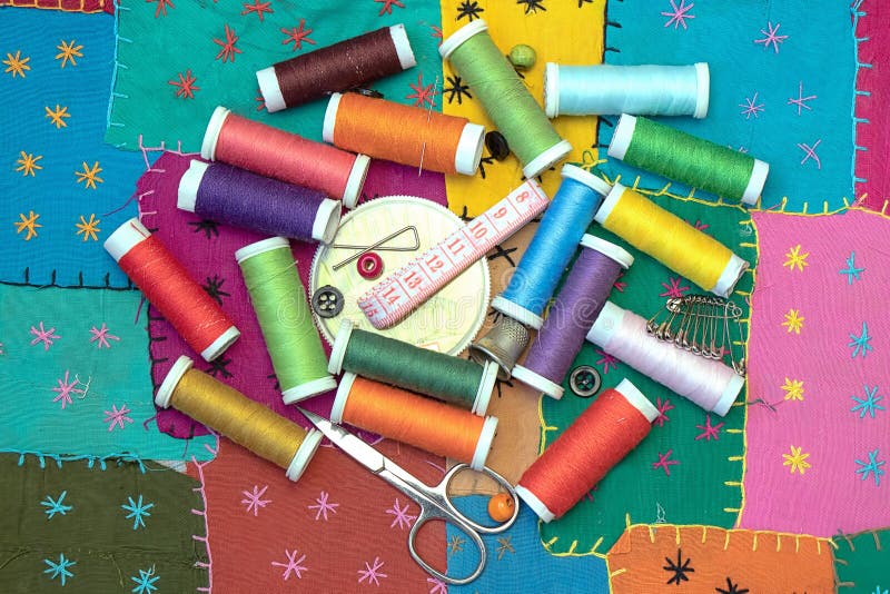Sewing Threads of Different Colors on Rags Stock Photo - Image of rags ...