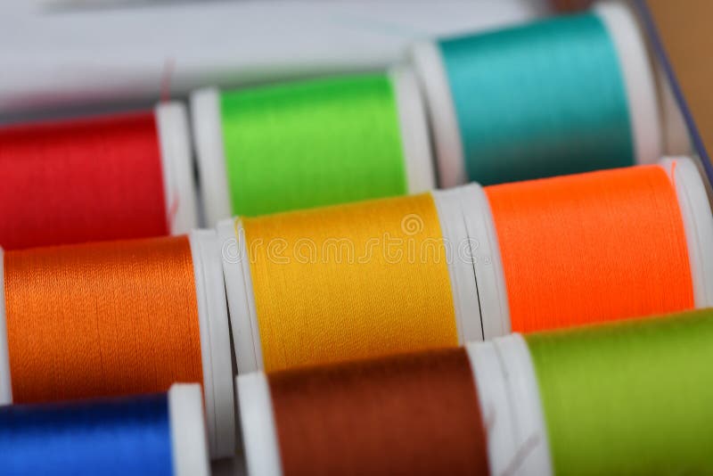 Sewing Threads of Different Colors in Skeins Stock Image - Image of ...