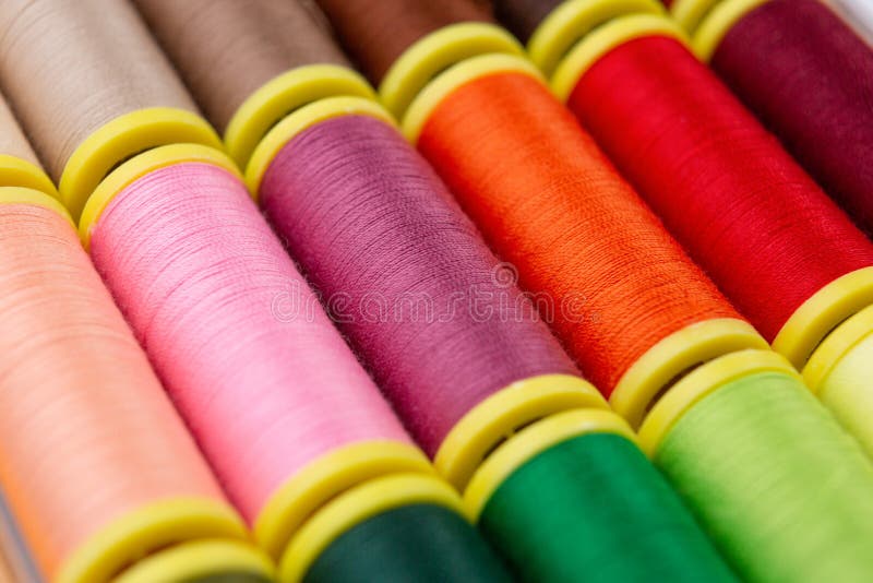 Sewing Threads of Seen from Close Up Stock Photo - Image of knolling ...