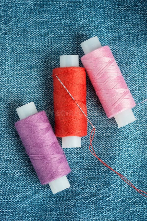 Sewing threads and needle stock image. Image of spool - 38785825
