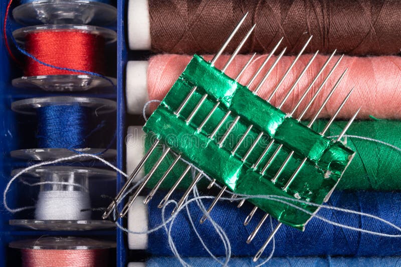 Sewing Threads and Needles. Accessories for Small Tailoring Works Stock ...