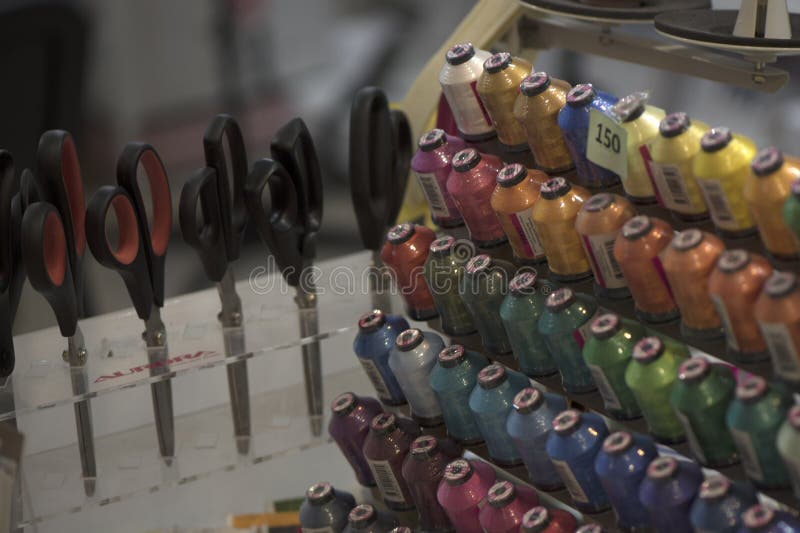 Sewing Threads and Scissors Editorial Photography - Image of knitting ...