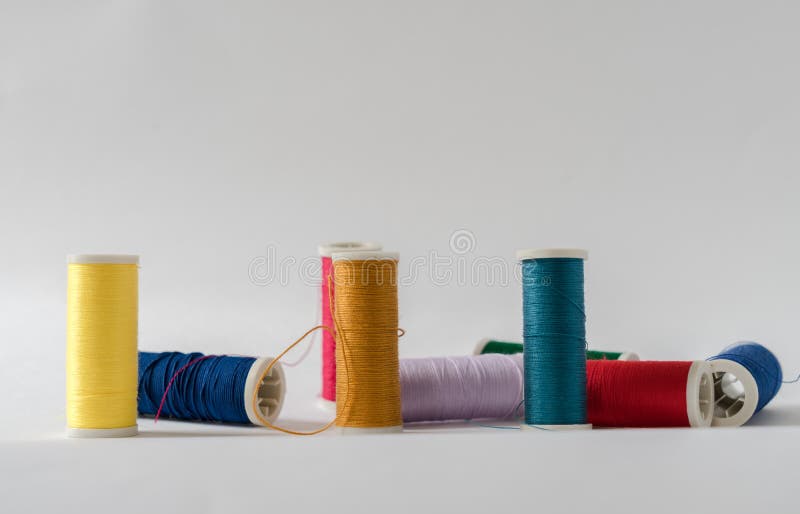 Sewing Threads on White Background Stock Photo - Image of closeup ...