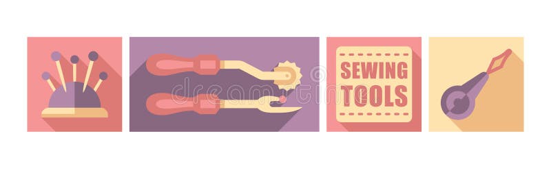 Sewing Tool and Equipment Icons for Needlework Vector Set Stock Vector ...