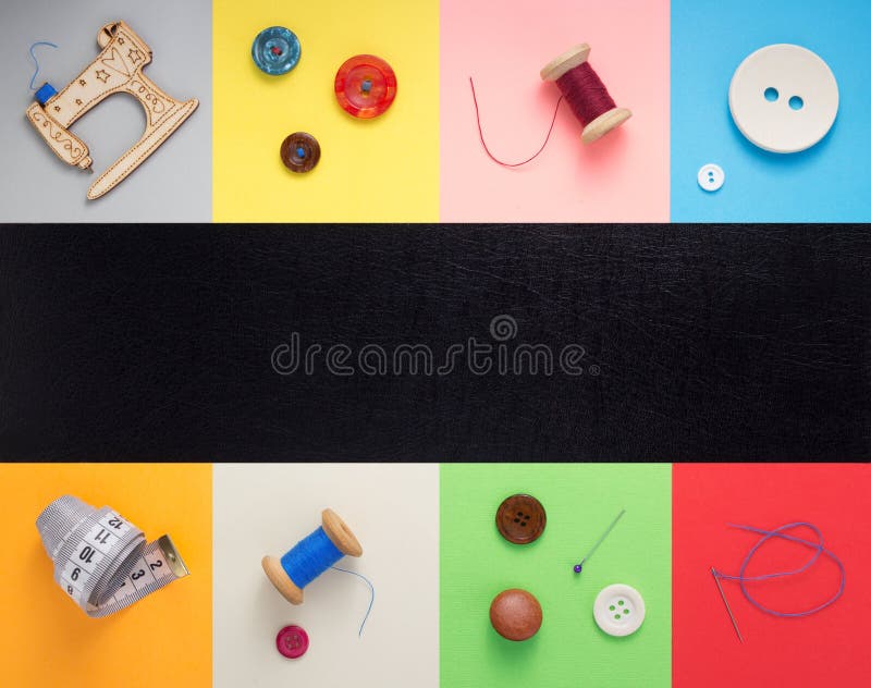 Sewing Tools and Accessories at Paper Background Texture Stock Image ...