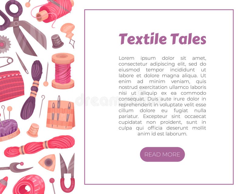 Sewing Tools Banner Design with Handcraft Equipment Vector Template ...