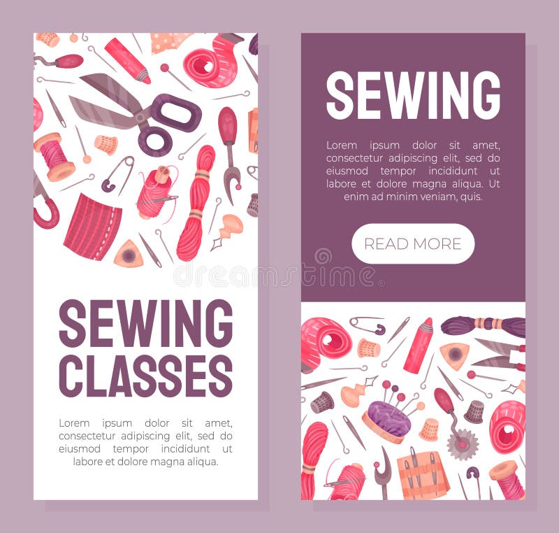 Sewing Tools Banner Design with Handcraft Equipment Vector Template ...
