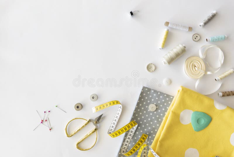 Sewing Tools Frame. a Tools Set for Sewing on a White Table Stock Photo ...