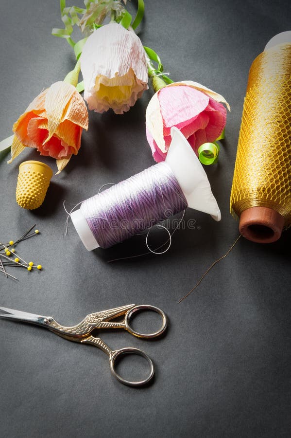 Scissors and Tools for Sewing Stock Illustration - Illustration of ...