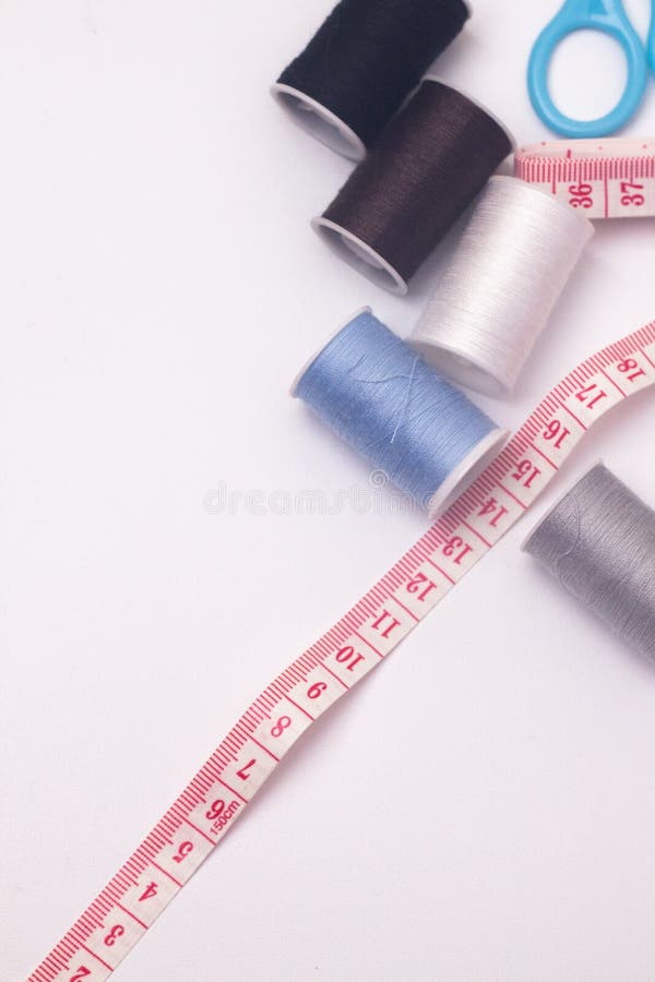 Sewing Tools Scissors Sewing Threads Sewing Tape Measures Stock Photo ...