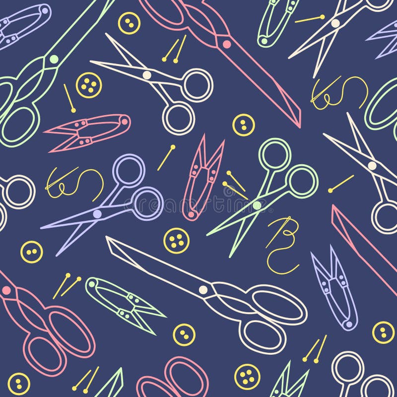 Sewing Tools Seamless Pattern Stock Vector - Illustration of button ...