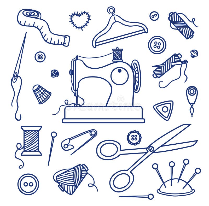 Sewing tools set stock vector. Illustration of isolated - 185666868