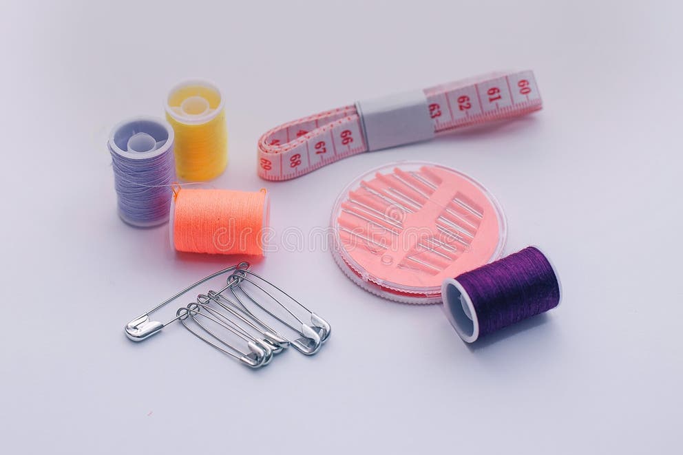 Sewing Tools, Set of Colored Threads Stock Photo - Image of needlework ...