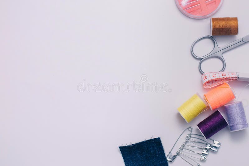 Sewing Tools, a Set of Colored Threads Stock Photo - Image of lilac ...