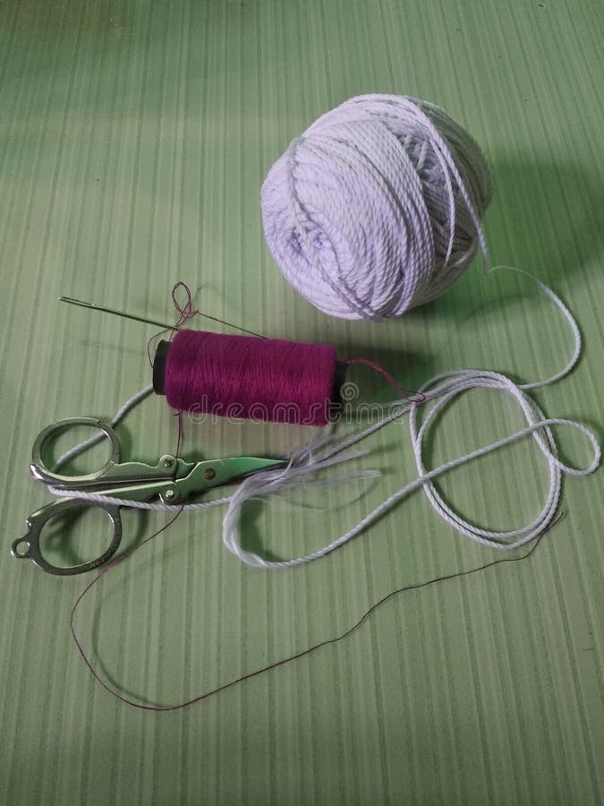 Sewing Tools, Thread, Scissors and Needles Stock Image - Image of ...