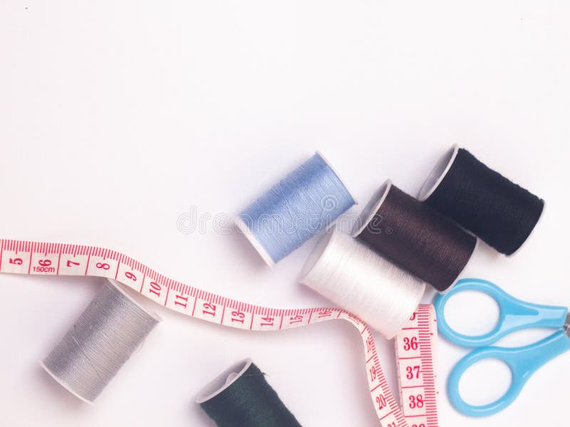 Sewing Tools Sewing Threads Scissors Tape Measures Stock Image - Image ...