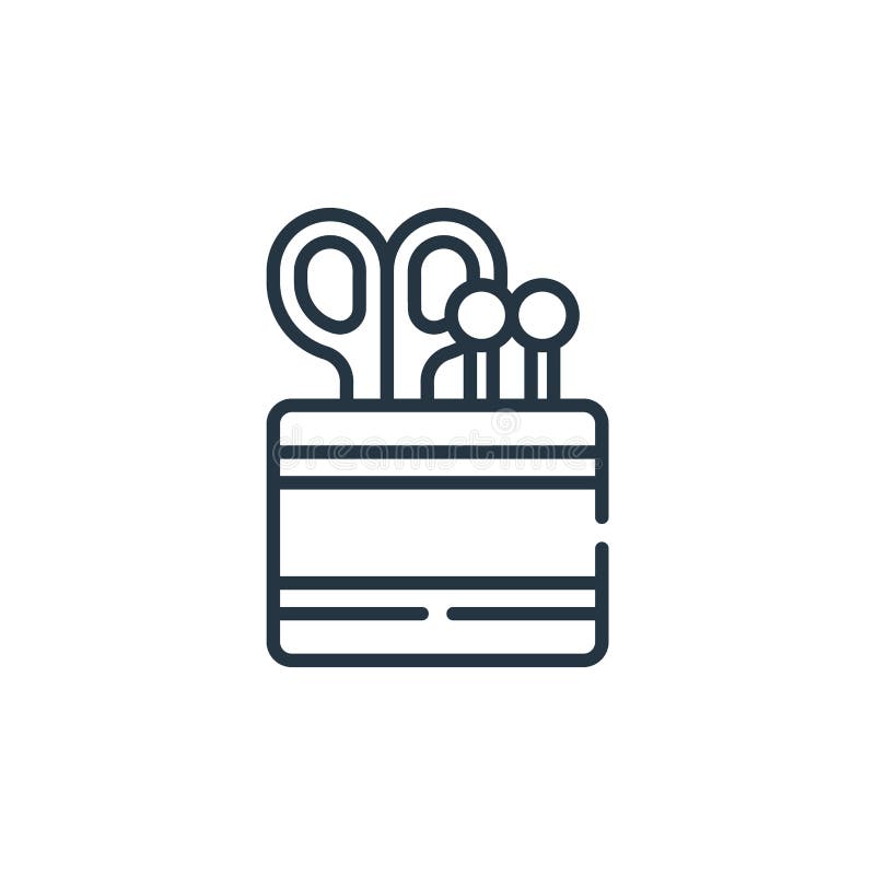 Sewing Tools Vector Icon Isolated on White Background. Outline, Thin ...