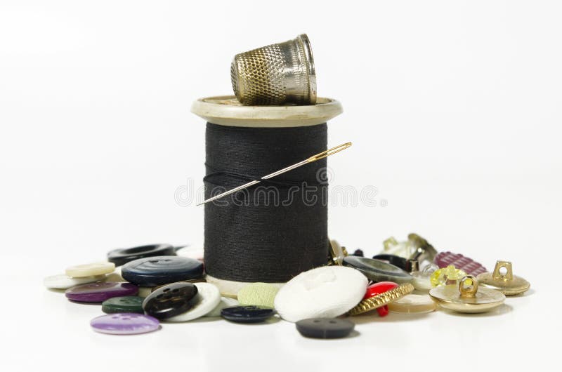 Sewing Utensils in Black and White Stock Photo - Image of embroidery ...